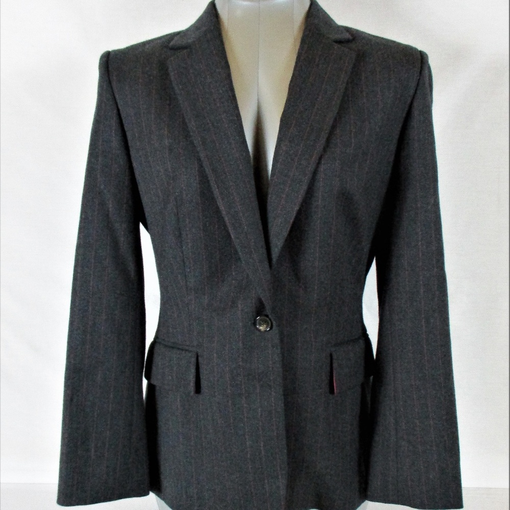 Jaeger Womens 10 Pinstripe 100% Wool Jacket (B4)E2 - Gem